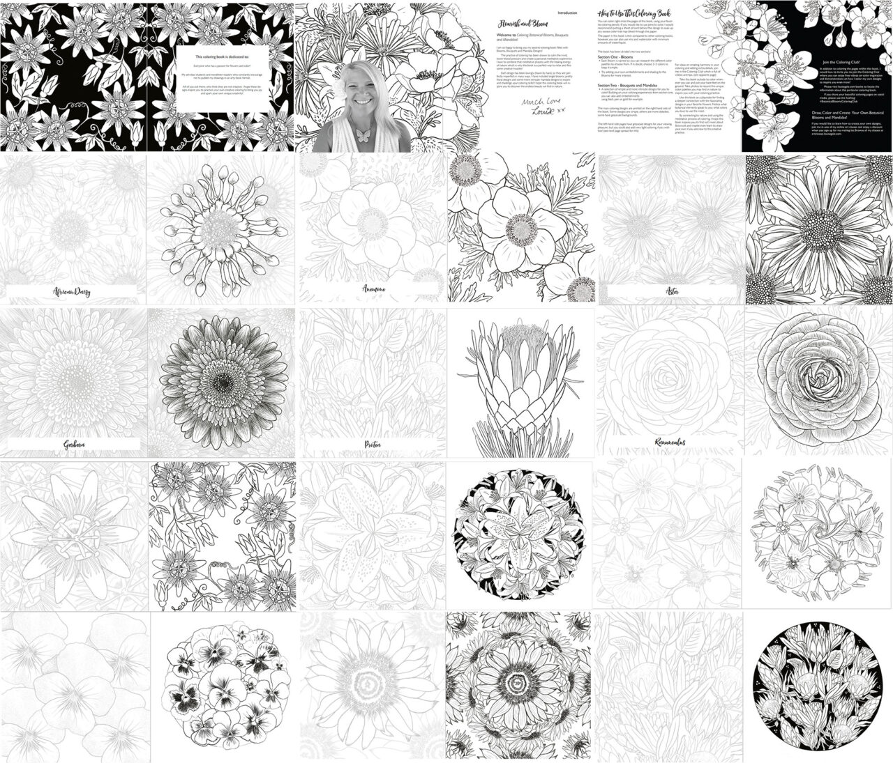 Coloring Botanical Blooms Bouquets and Mandalas Book | Louise Gale ...